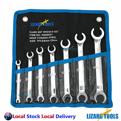 7 Pcs Trade Grade Flare Nut Spanners Set Brake Hydraulic Line Wrench 6 ...
