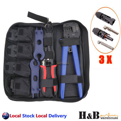 Solar Crimp Tool Set Crimping 3 x Connector Spanner PV Crimper Wire St ...