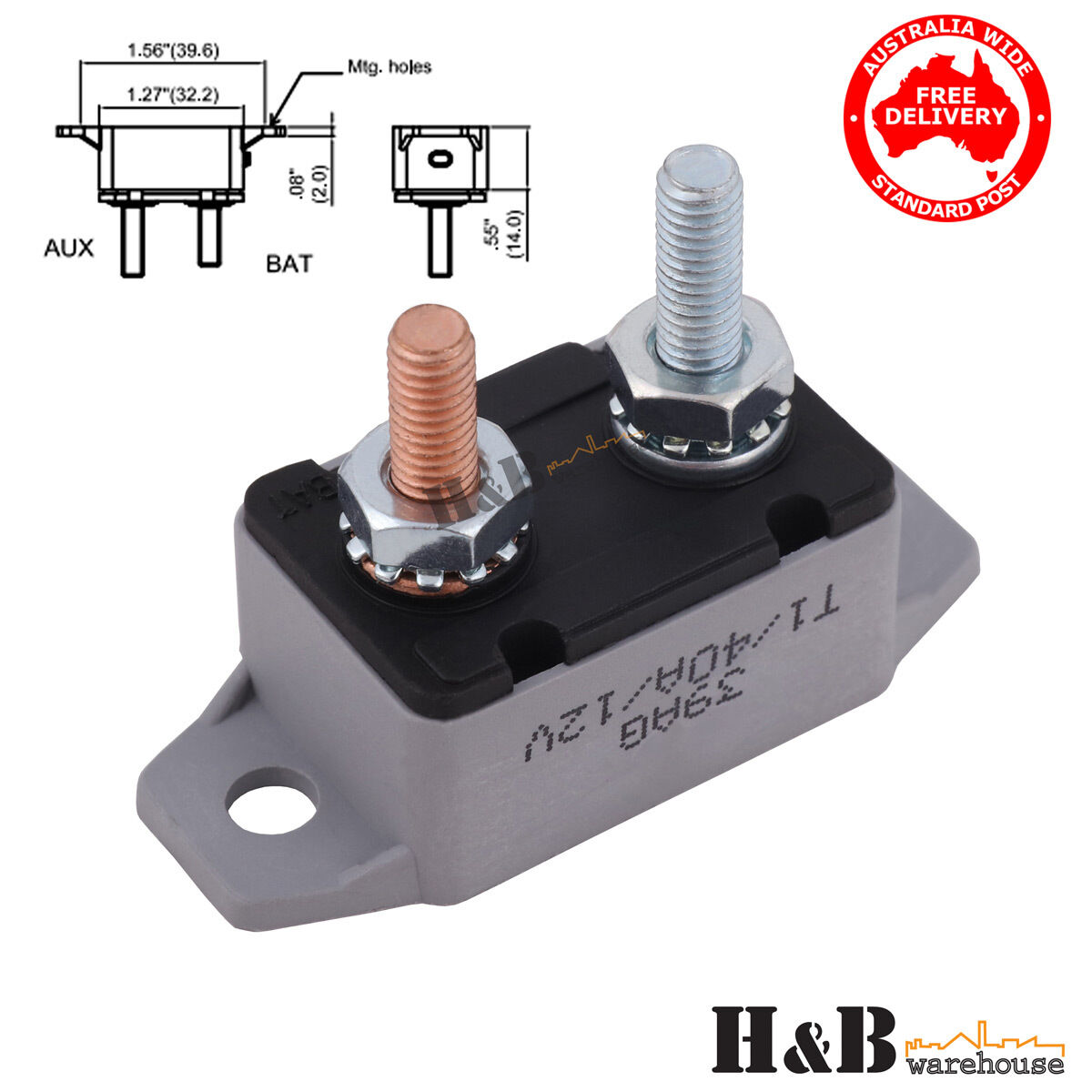 40A AMP 12V Circuit Breaker Dual Battery Fuse Automatic Auto Reset Sal ...