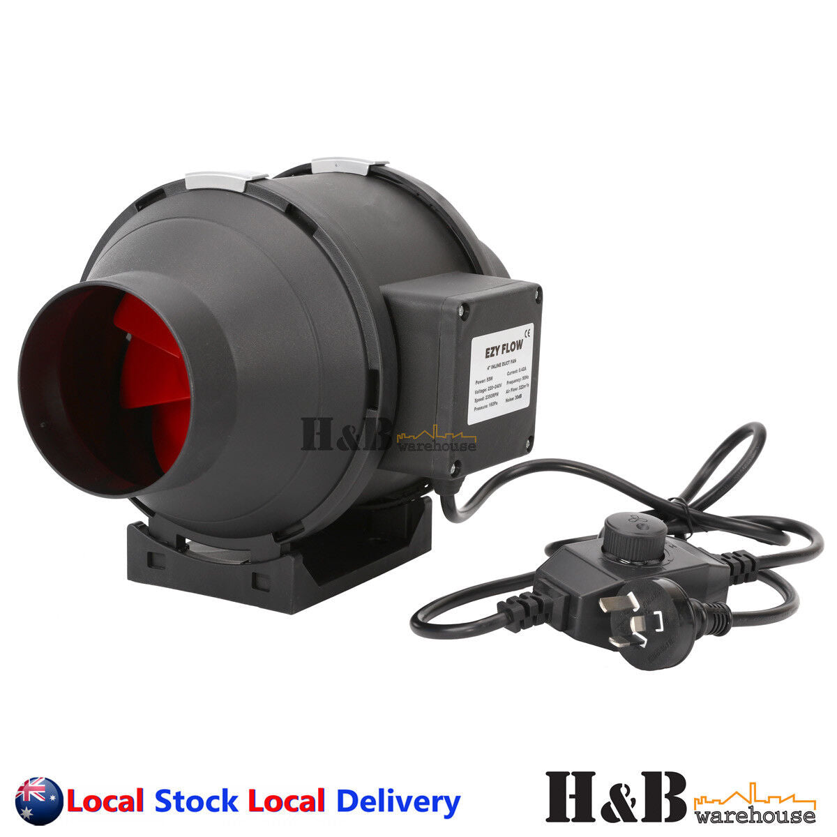 4" 100mm Inline Duct Fan Ventilation Exhaust Blower Stepless Speed Con ...