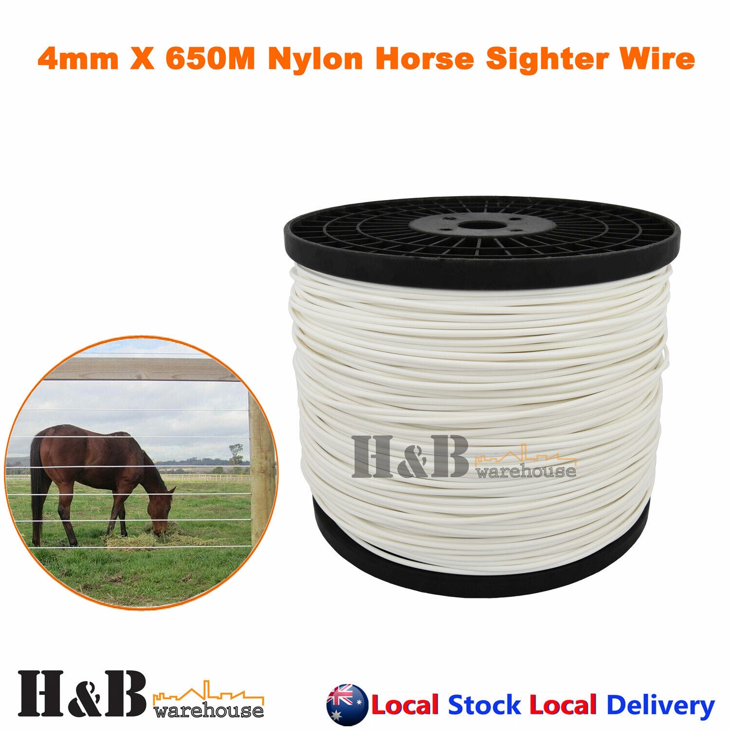 4mm x 650M Horse Sighter Wire Nylon Equine Fence Polywire Borderline N ...