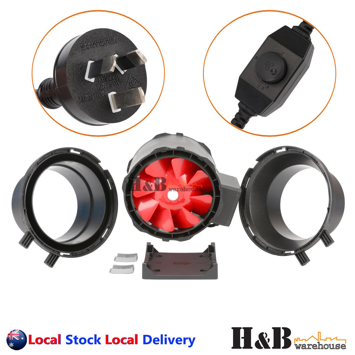 4" 6" 8 " Inline Exhaust Fan Ventilation Tube Duct W/ Speed Controller ...