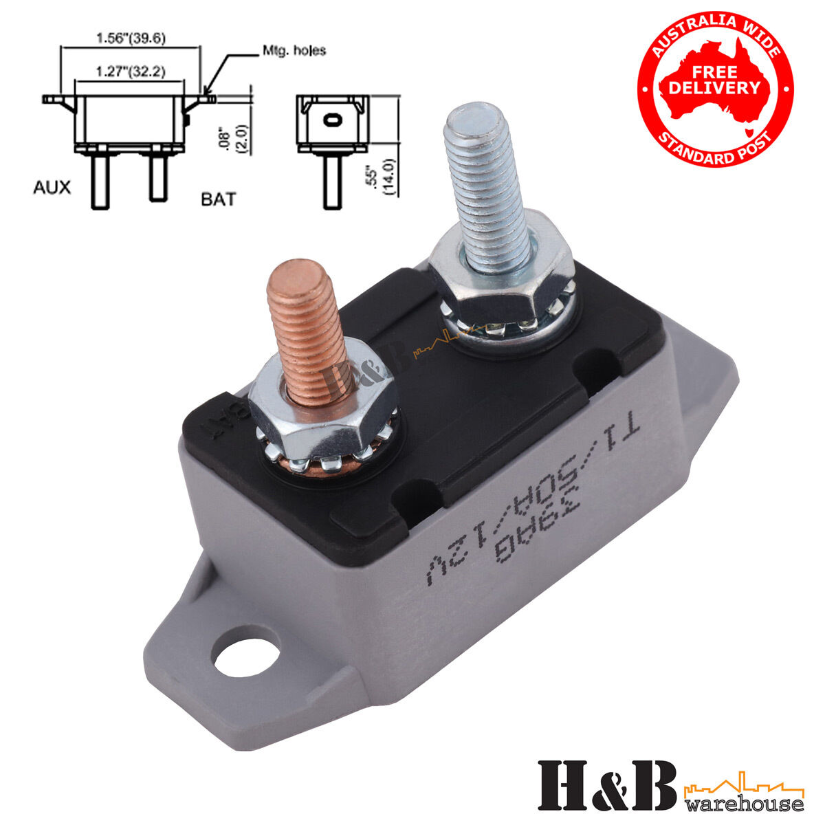 50A AMP 12V Circuit Breaker Dual Battery Fuse Automatic Auto Reset Sal ...