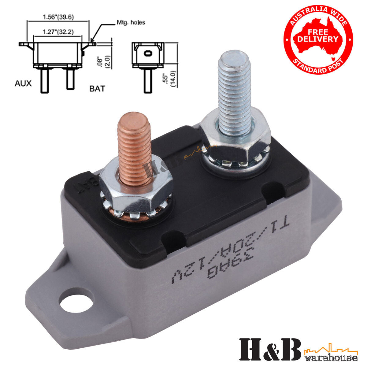 20A AMP 12V Circuit Breaker Dual Battery Fuse Automatic Auto Reset Sal ...