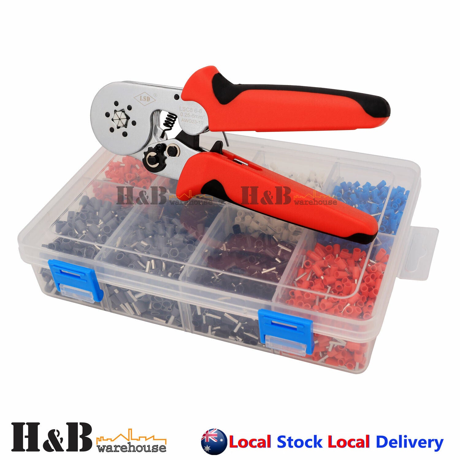 1500 Pcs Bootlace Ferrule Crimper kit 0.25-6mm² Cord End Ratchet Hexag ...