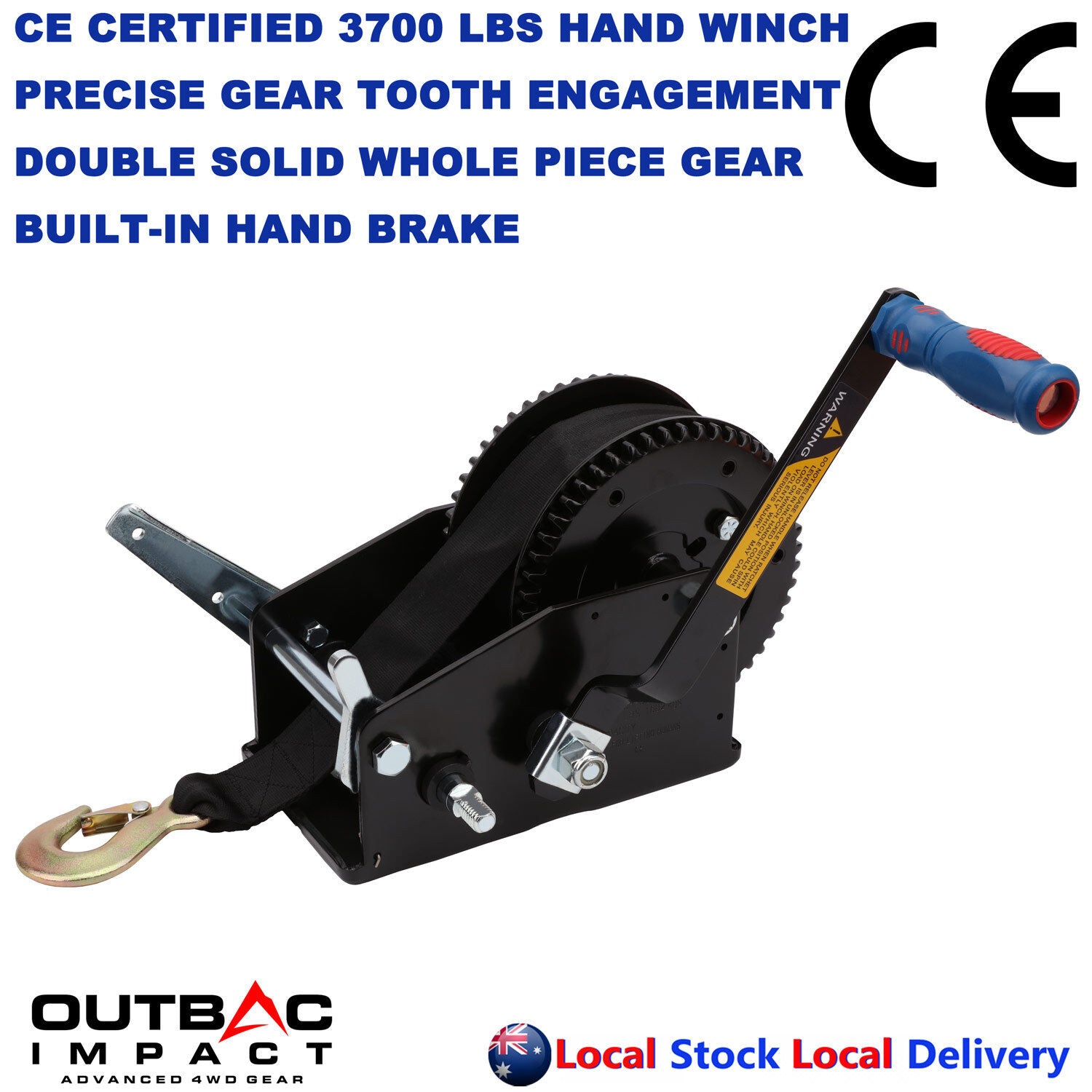 Heavy Duty 3700 LBS Hand Winch Double Gear Hand Break Marine Taiwan Ma ...