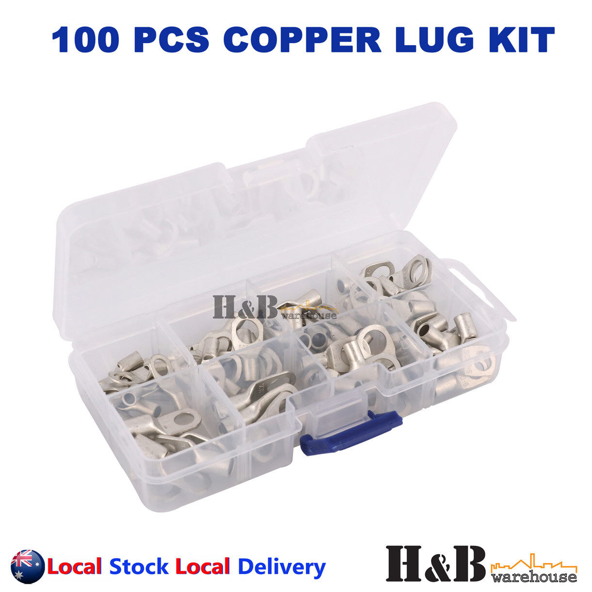 100 Pcs Copper Cable Lug Kit Battery terminal Lug Crimper SC6-6 ~SC35 ...
