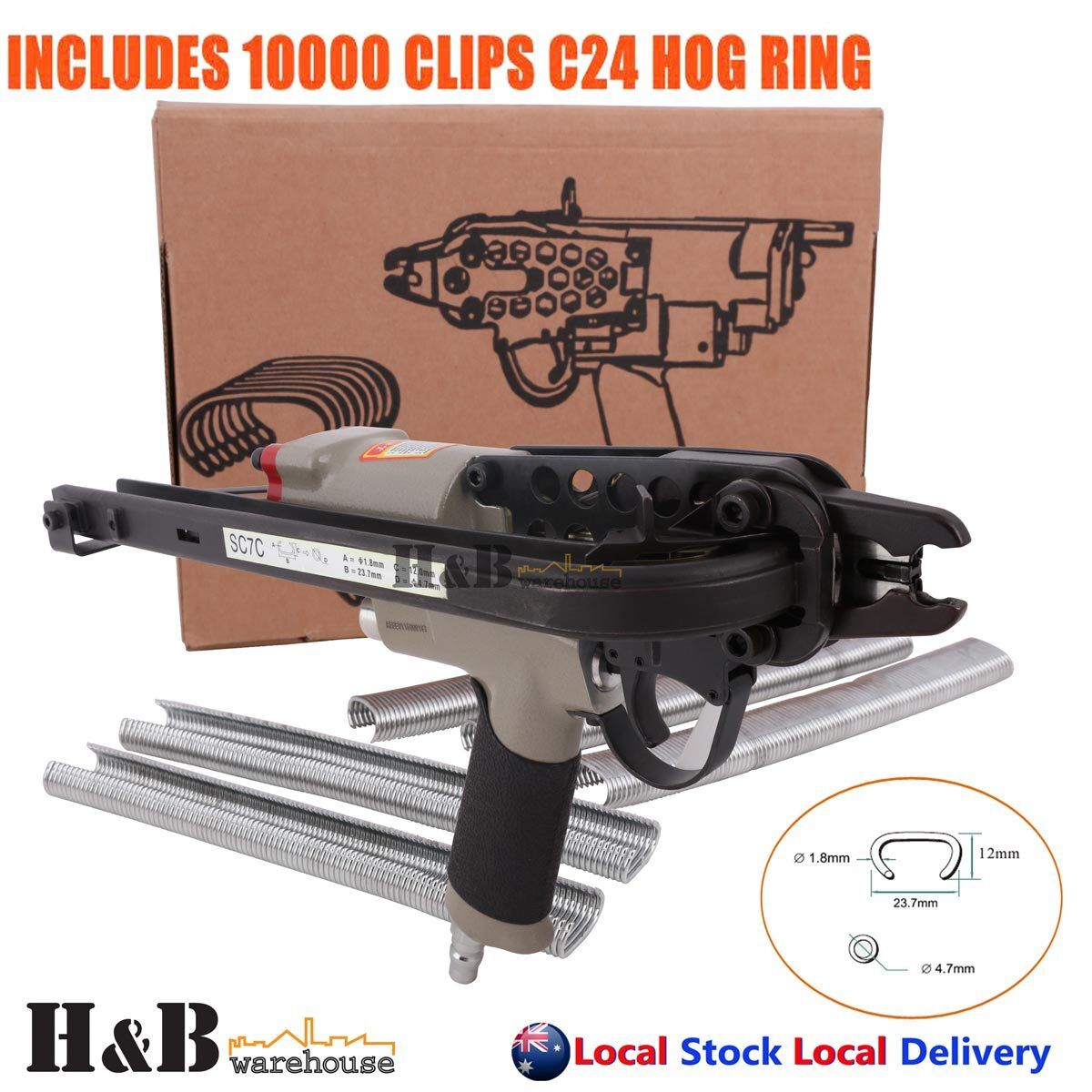 Pneumatic C24 Hog Ring Gun Fencing C Clip Air Operated Gun Pliers + 10 ...