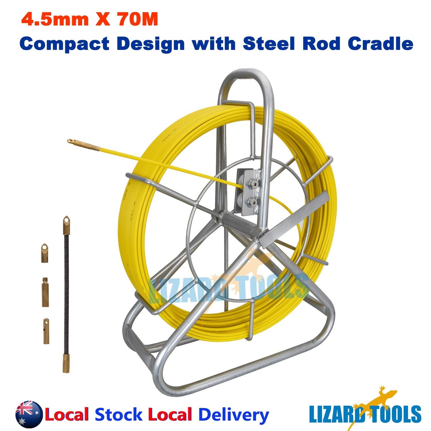 4.5mm X 70M Fiberglass Cable Snake Rodder Fish Tape Puller NBN Solid S ...