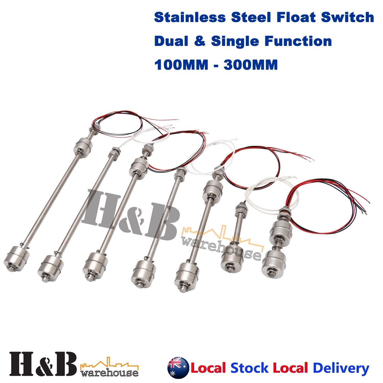 100-300mm Float Switch Sensor Dual Single Vertical Stainless Liquid Wa ...