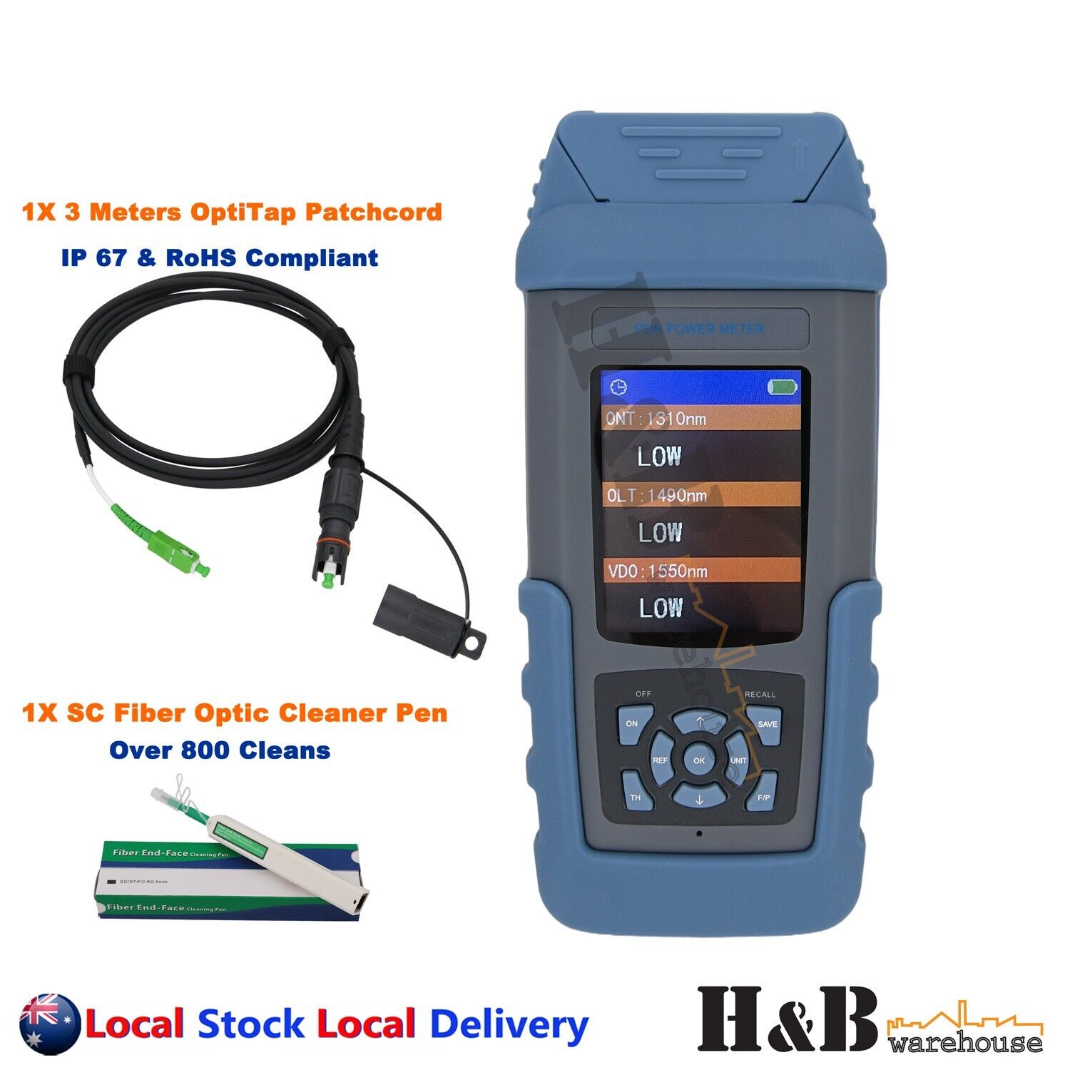 Fibre Optic PON Tester Power Meter NBN Tool + 3M OptiTap Patchcord + C ...