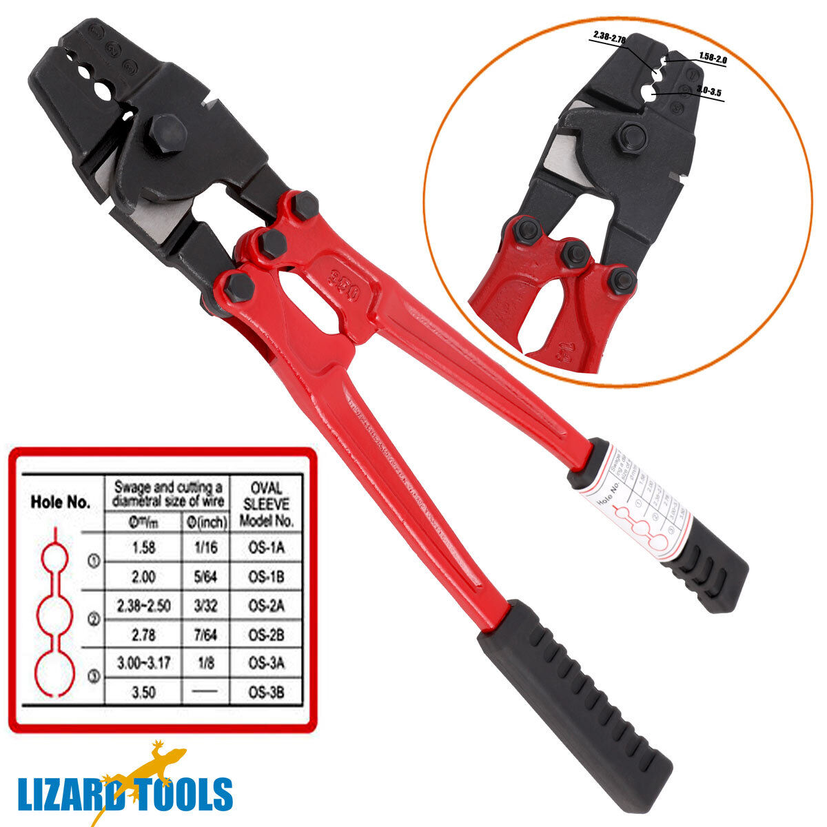 350mm Hand Swager Swage Crimper Crimping Tool Stainless Steel Wire Cut ...