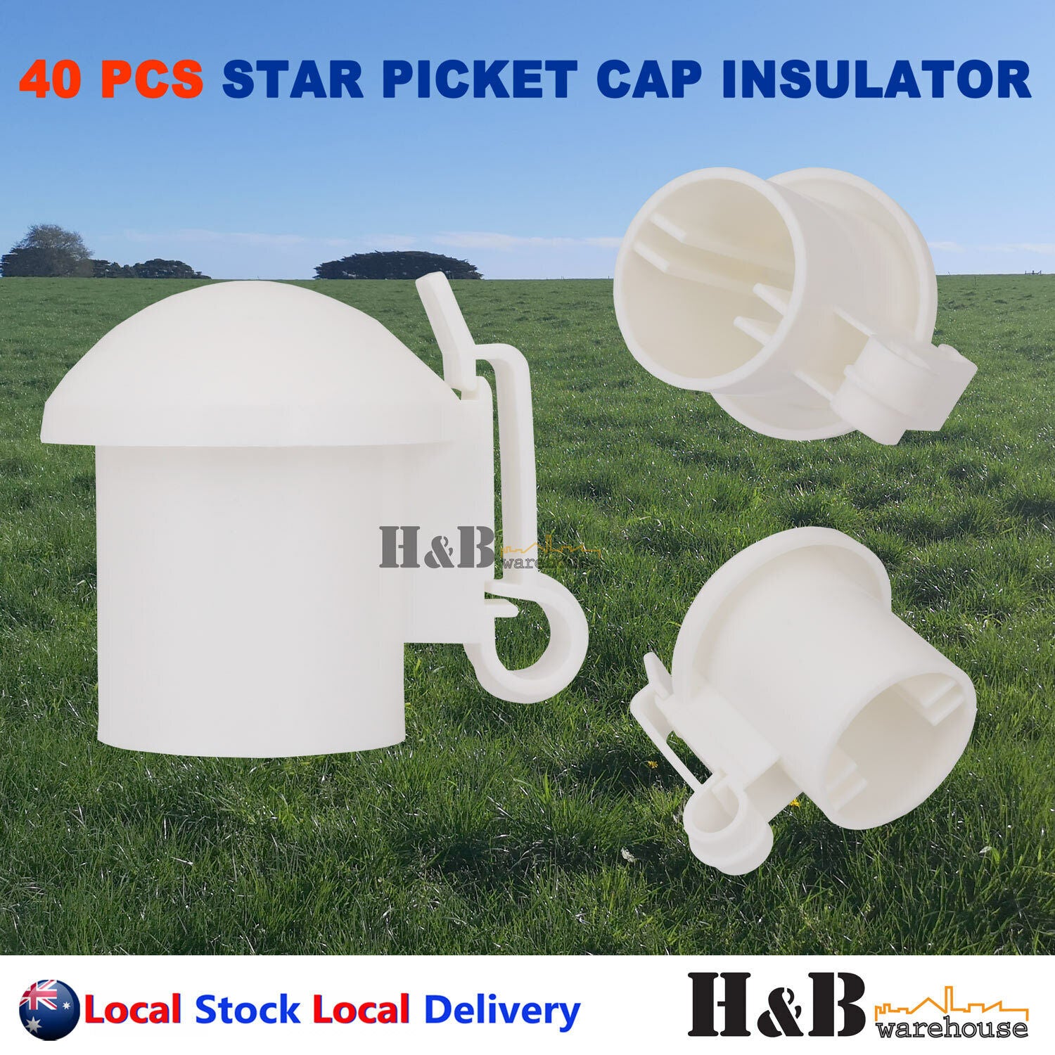 40 Pcs Cap Insulators Star Picket ELECTRIC FENCE POLY WIRE TAPE ROPE ...