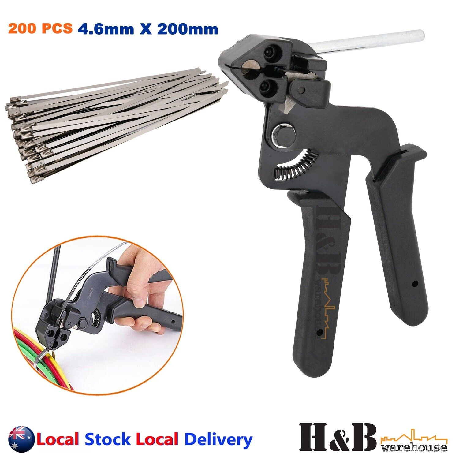 Heavy Duty Stainless Steel Cable Tie Gun + 200 Pcs SS304 Cable tie 4.6 ...