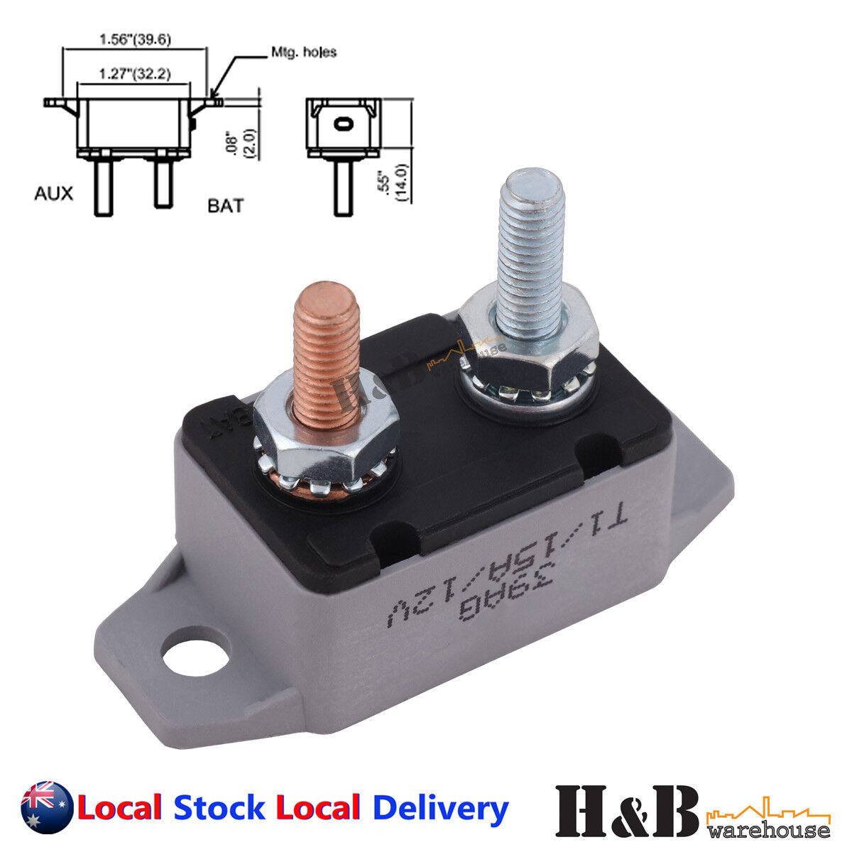 15A AMP 12V Circuit Breaker Dual Battery Fuse Automatic Auto Reset Sal ...
