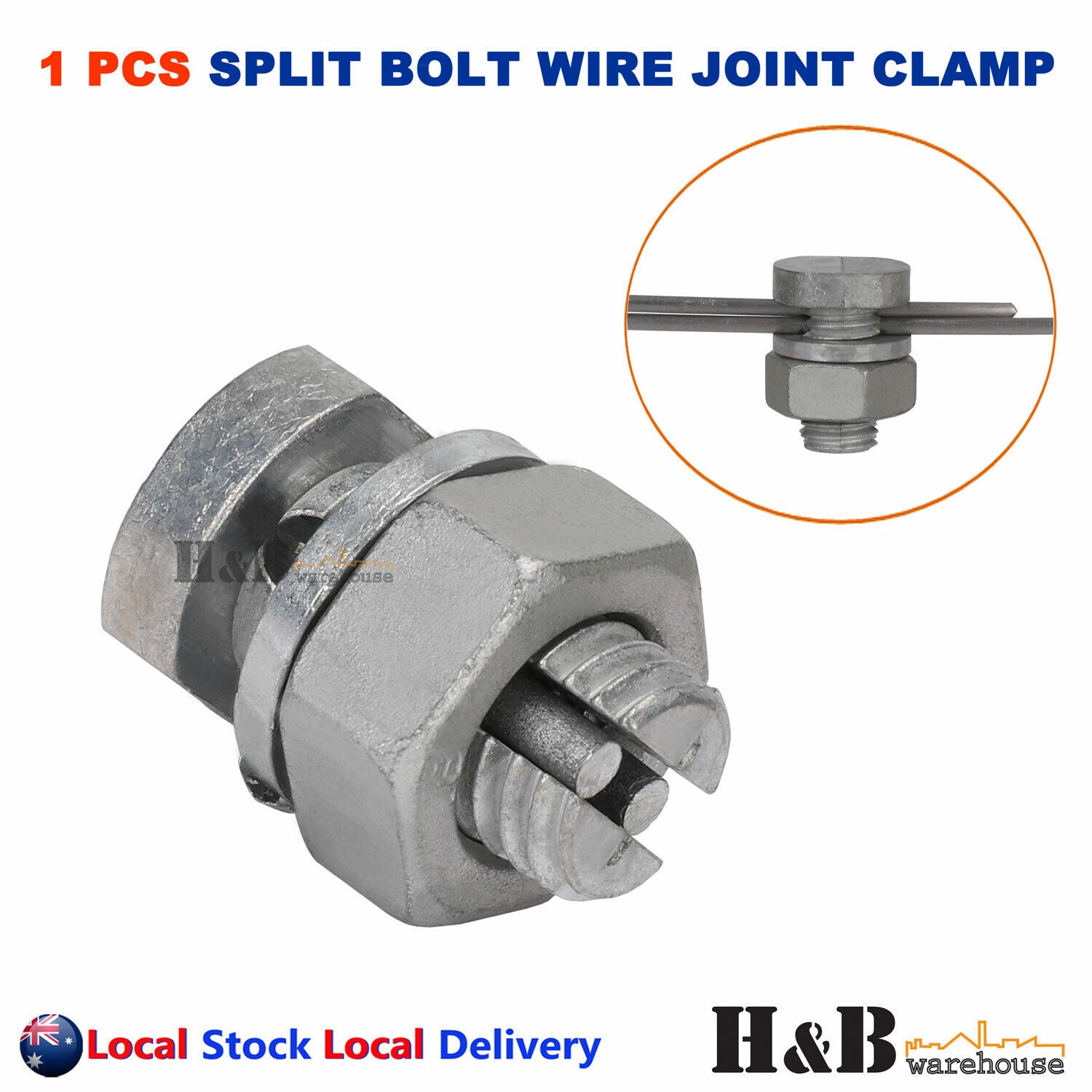 1X Galvanised Electric Fence Split Bolt Wire Joint Clamps Cable Joiner ...