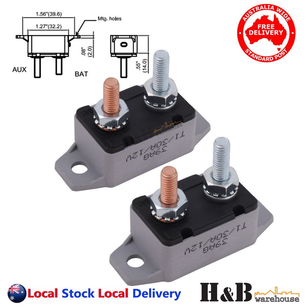 2X 30A AMP 12V Circuit Breaker Dual Battery Fuse Automatic Auto Reset ...