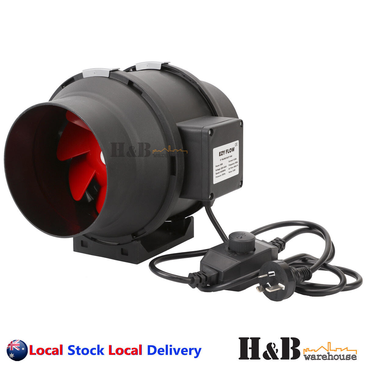 6" 150mm Inline Duct Fan Ventilation Exhaust Blower Stepless Speed Con ...