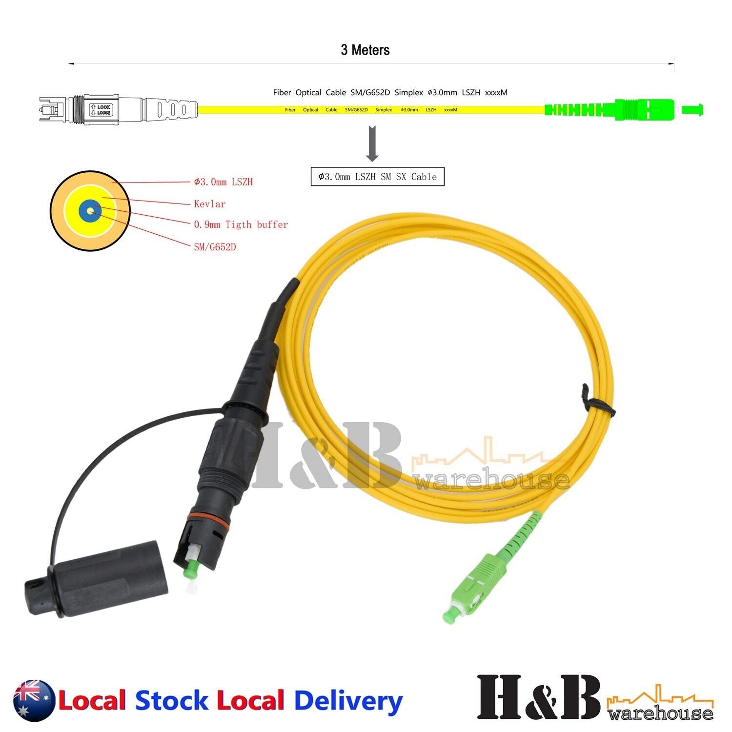 3 Meters PON Optitap Fibre Patchcord SC - APC For MPT and SMP Testing ...
