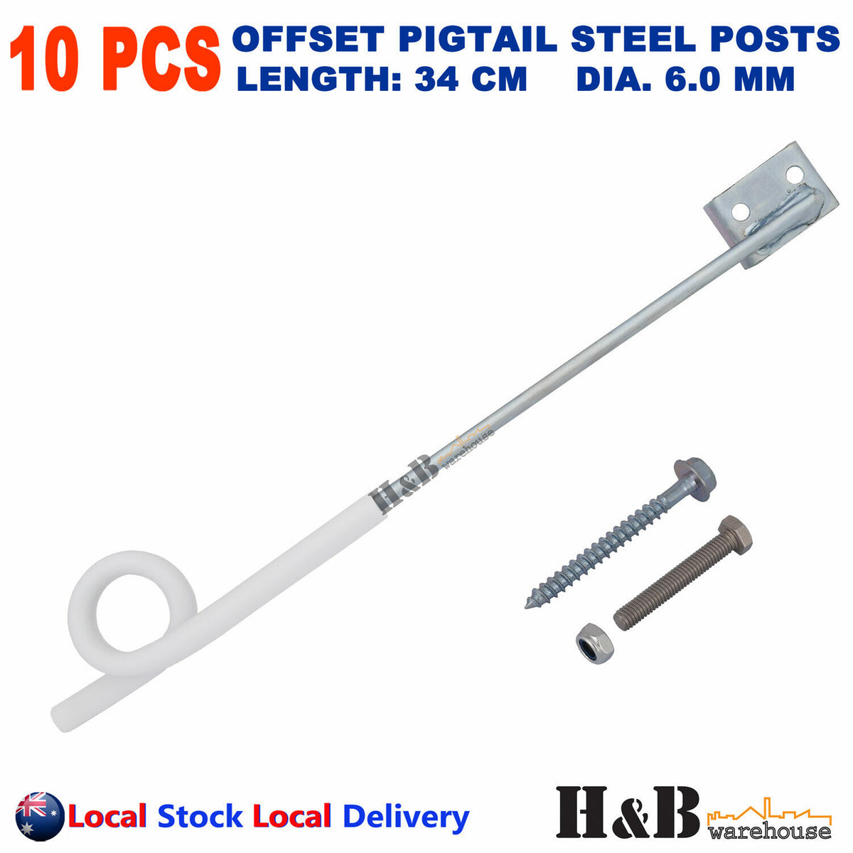 10X 340mm Offset Pigtail Insulator Outrigger Electric Fence Star Picke ...