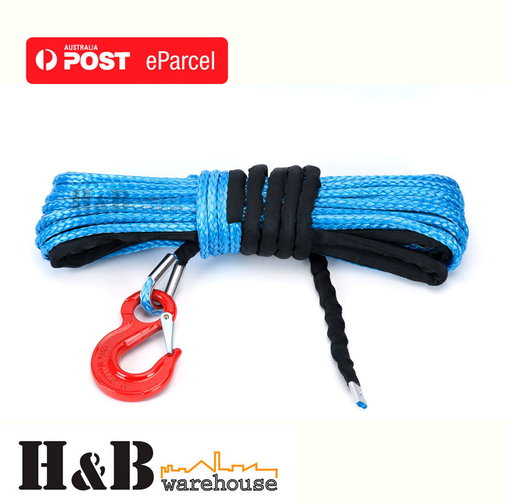 10MM x 30M Dyneema Winch Rope G80 Hook Synthetic Cable 4WD Tow Recover ...