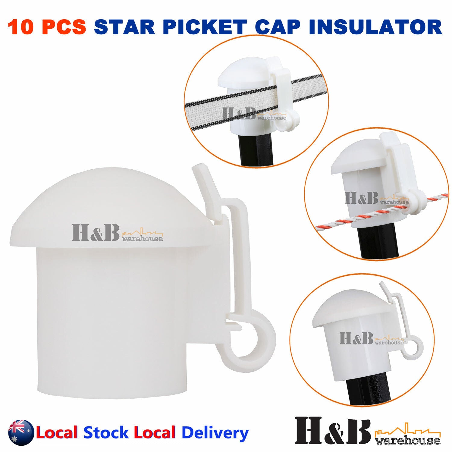 10 Pcs Cap Insulators Star Picket Insulator Electric Fence Post Poly W ...