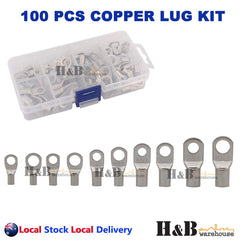 100 Pcs Copper Cable Lug Kit Battery terminal Lug Crimper SC6-6 ~SC35 ...