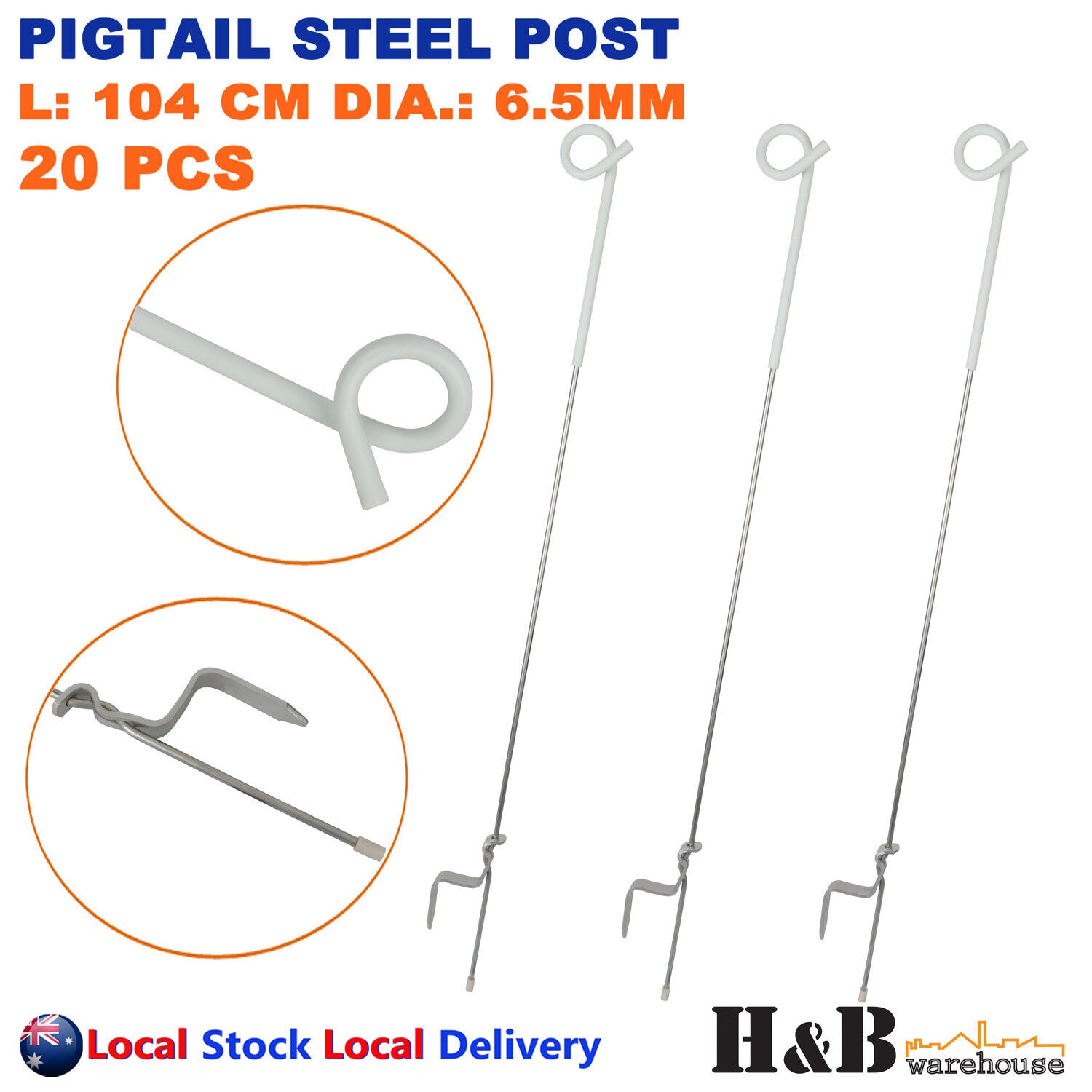 20x Tread In Pigtail Steel Post Posts Electric Fence Pig Tail Strip Gr ...