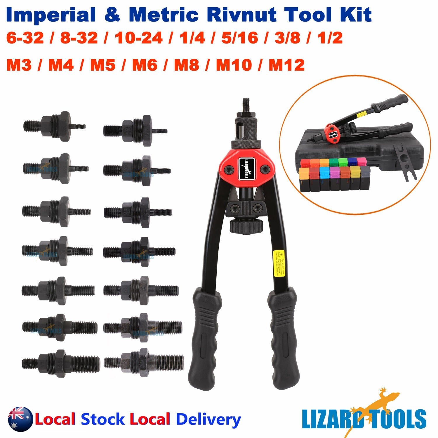 Imperial Metric Rivnut Riveter Rivet Nut Gun Tool Kit Nutsert – H&B Warehouse