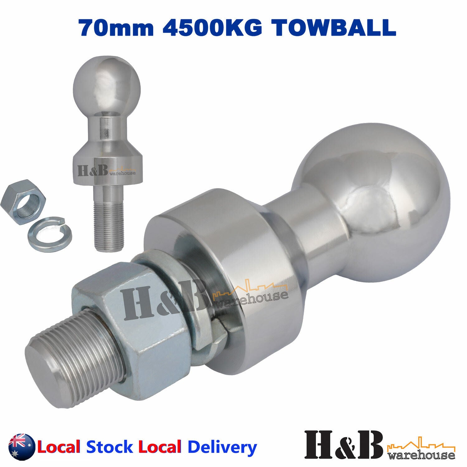 Heavy Duty 70mm Towball Hitch Tow Ball 4500KG Rated Hitch Tongue Bar F ...
