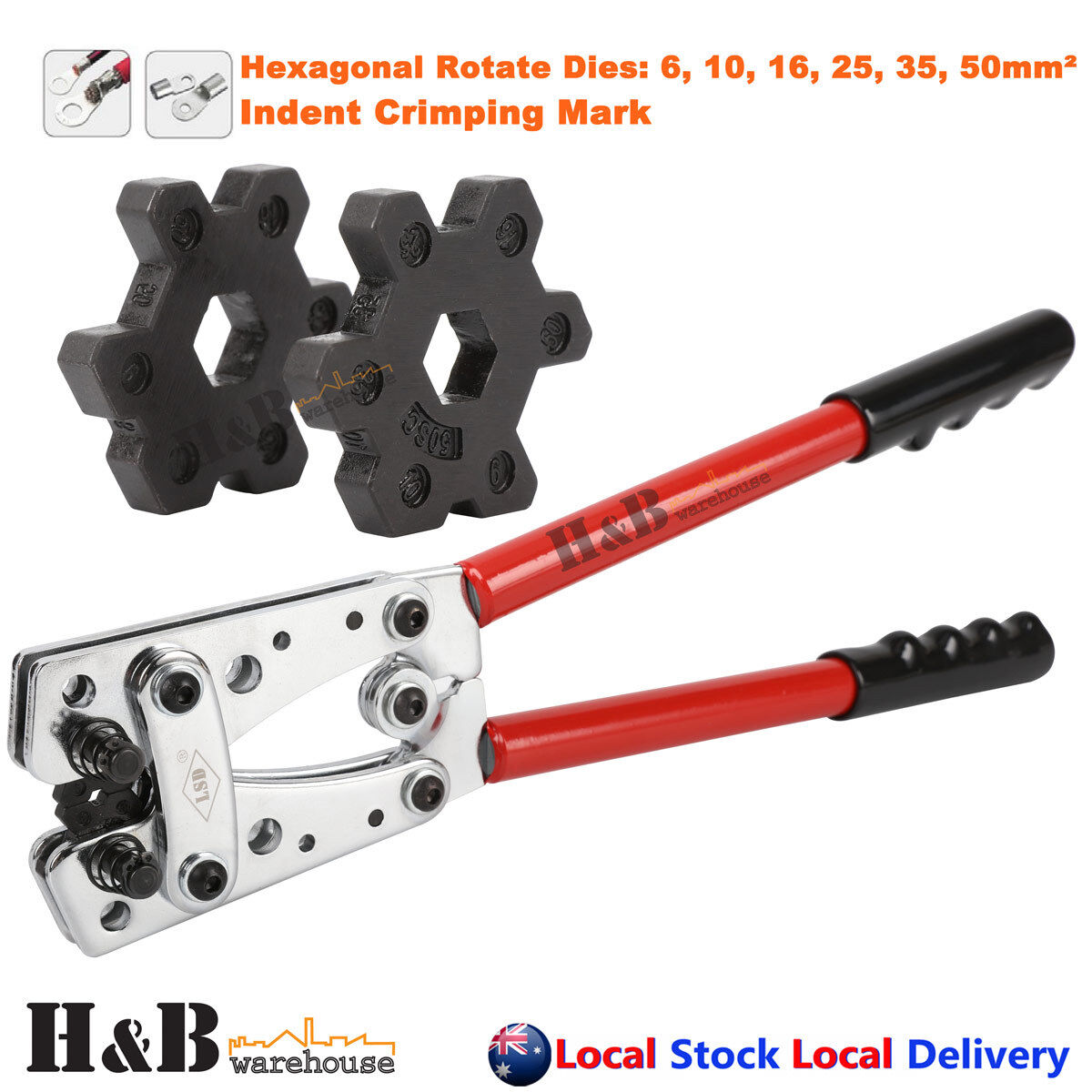 6-50 mm² Anderson Plug Hand Swager Crimping Tool Indent Cable Lug Hex ...