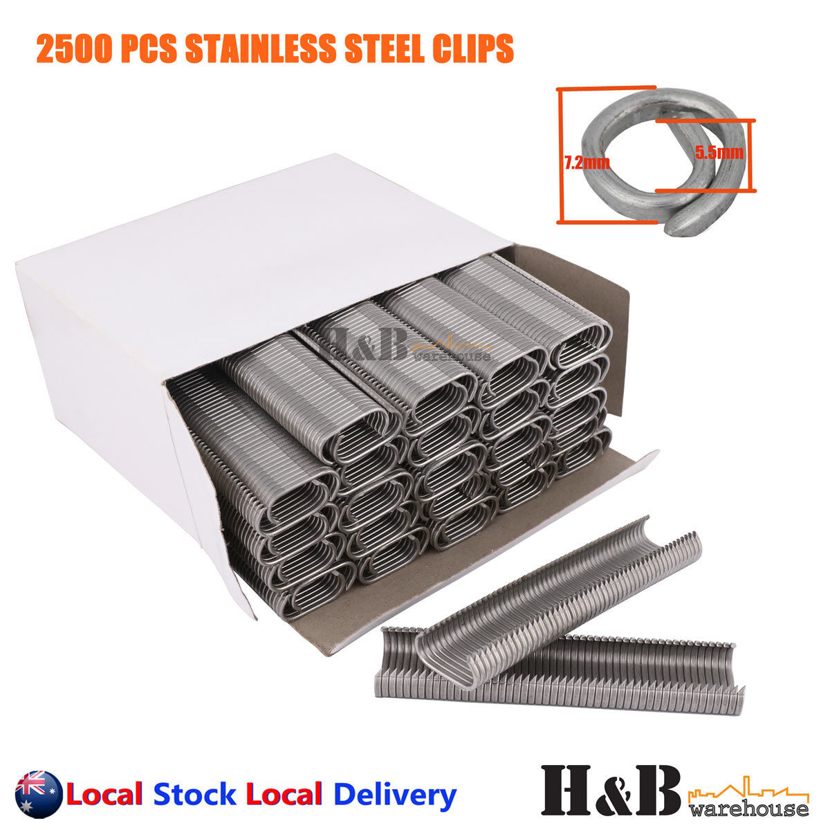 2500 Pcs C7 SR8 Stainless Steel Hog Ring Clips C Clip Fence Wire Ringe ...