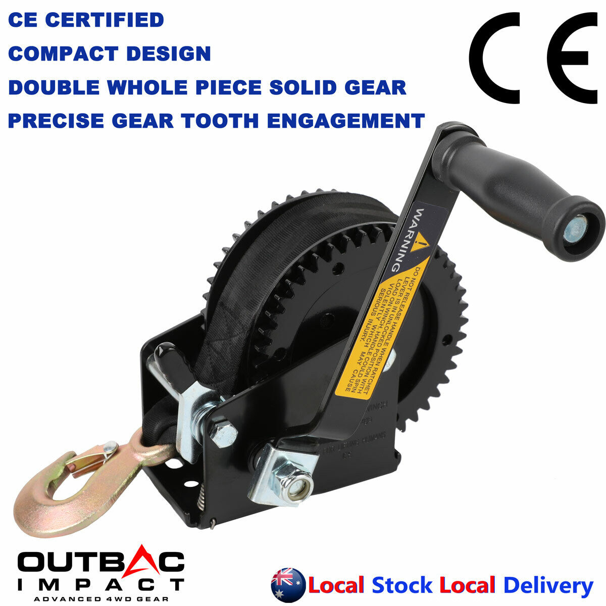 2000 LBS Hand Winch Solid Precise Double Gear Structure Professional T ...