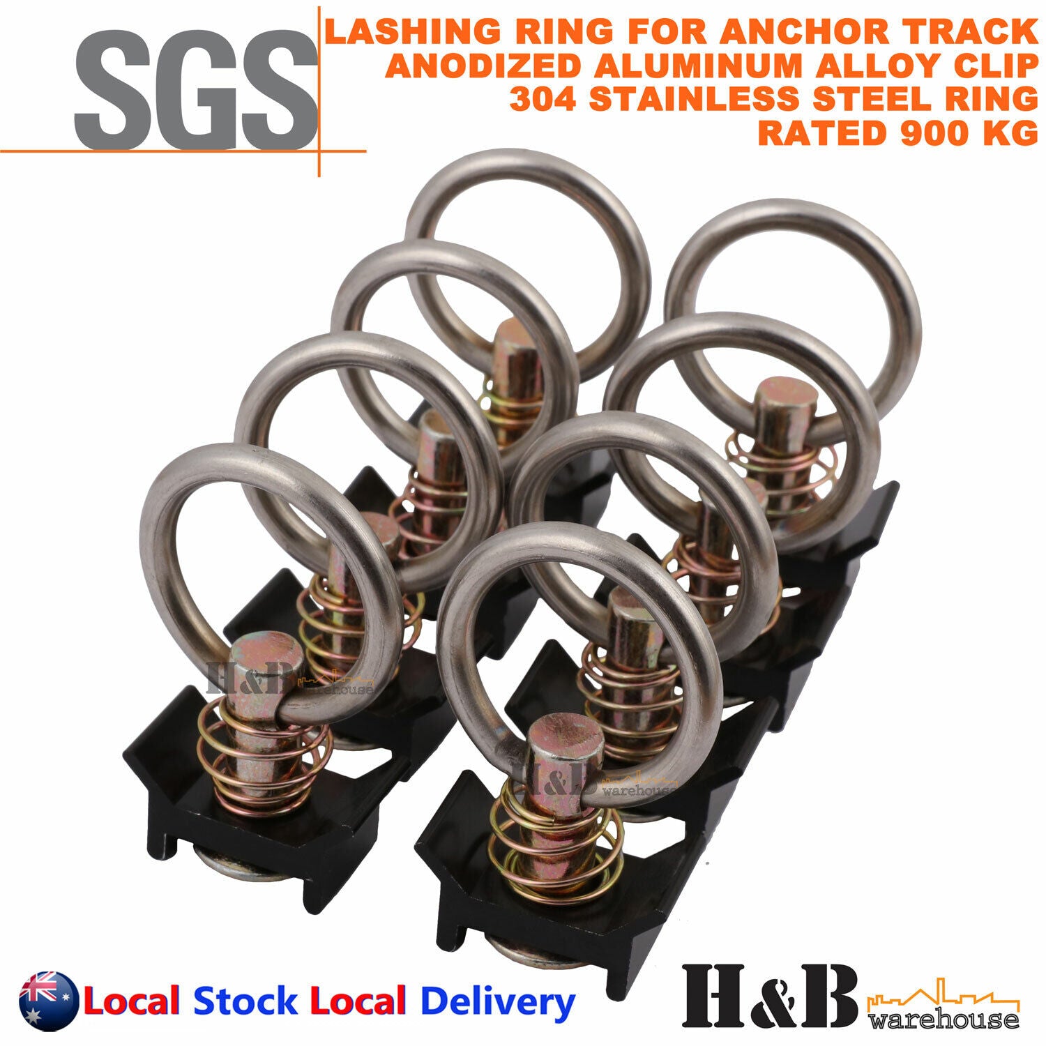 8X Anchor Track Lashing point Ring Clip 900KG Rated Trailer Truck Ute ...