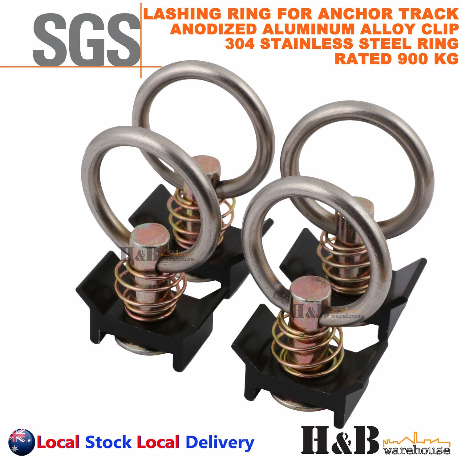 4X Anchor Track Lashing point Ring Clip 900KG Rated Trailer Truck Ute ...