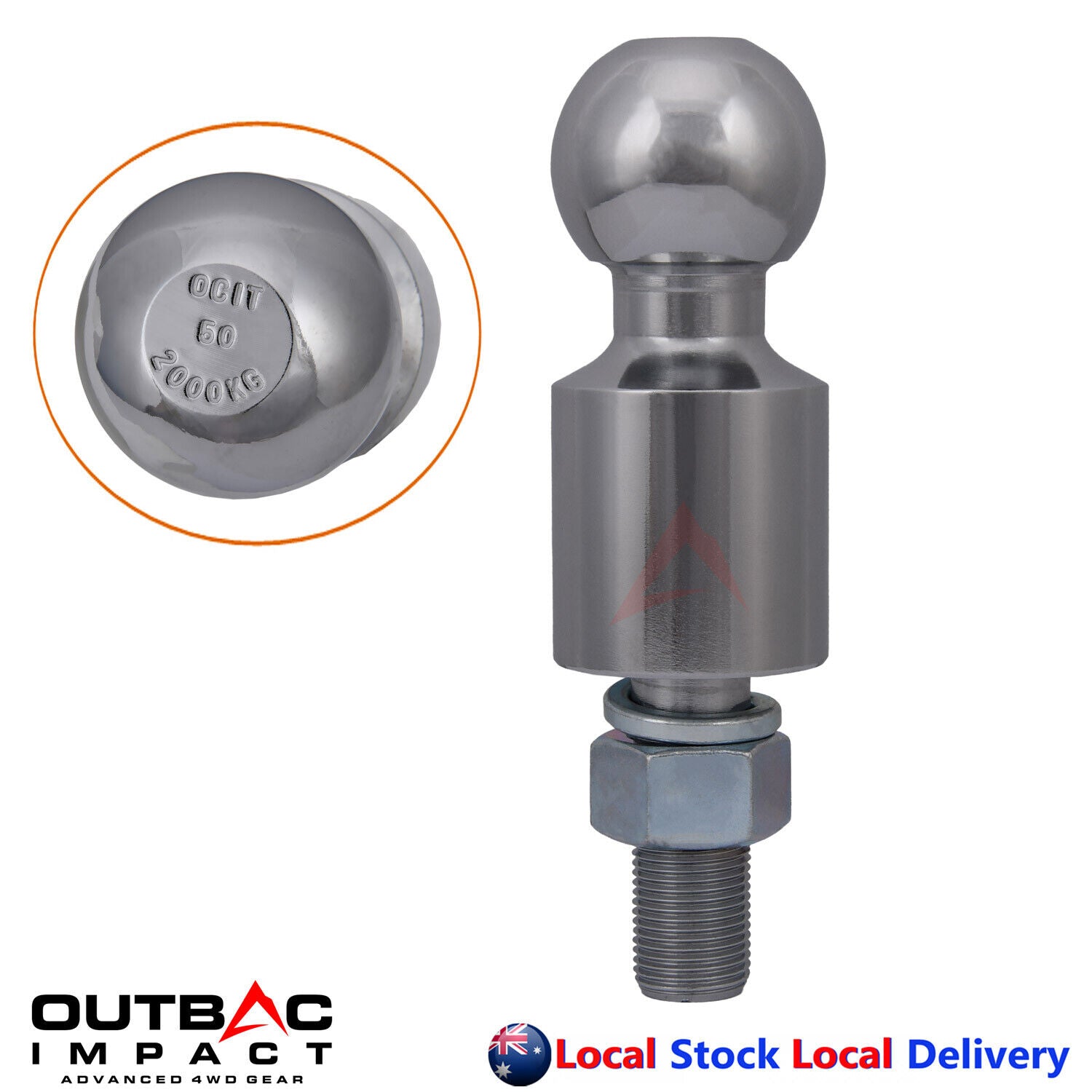 2" High Rise Tow Ball 50mm 2 inch Lift 2000KG Tow bar Towball Caravan ...