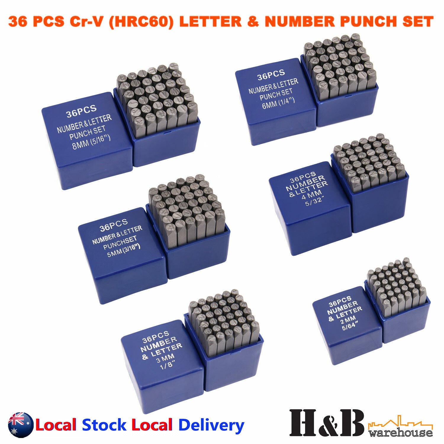 36 pcs Letter Number Stamp Punch Set HRC60 Hardened Ball Bearing Steel ...