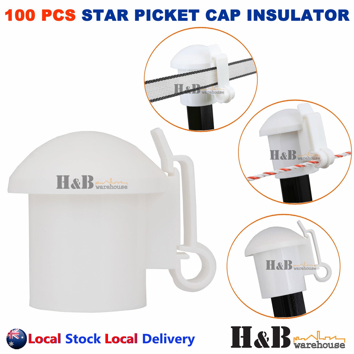 100 Pcs Cap Insulators Star Picket Insulator Electric Fence Post Poly ...