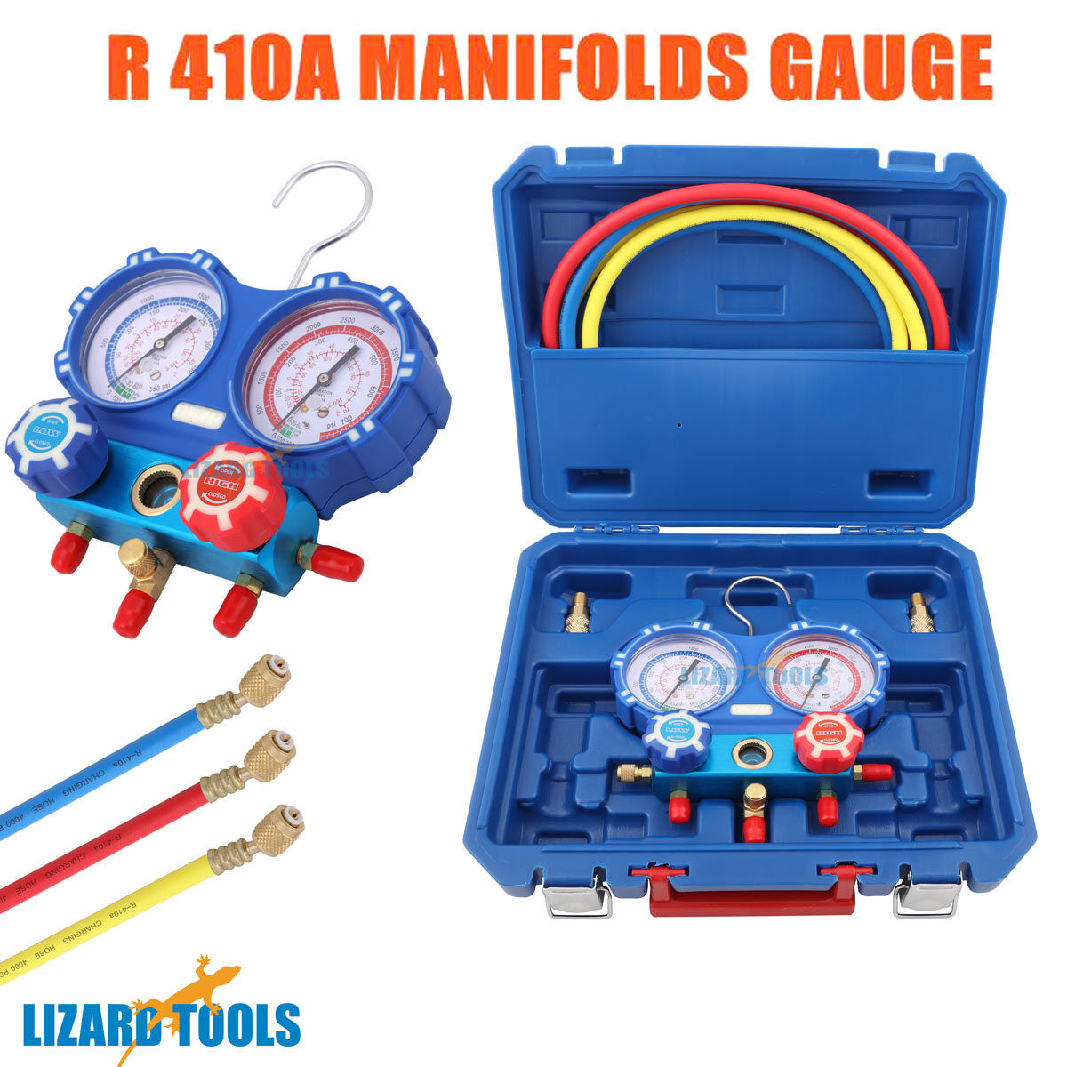 Genuine Air Manifold Gauge Tool set R410a Refrigeration 1/4" 5/16" Ada ...