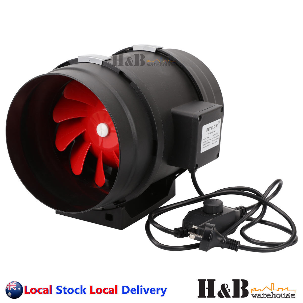 8" 200mm Inline Duct Fan Ventilation Exhaust Blower Stepless Speed Con ...
