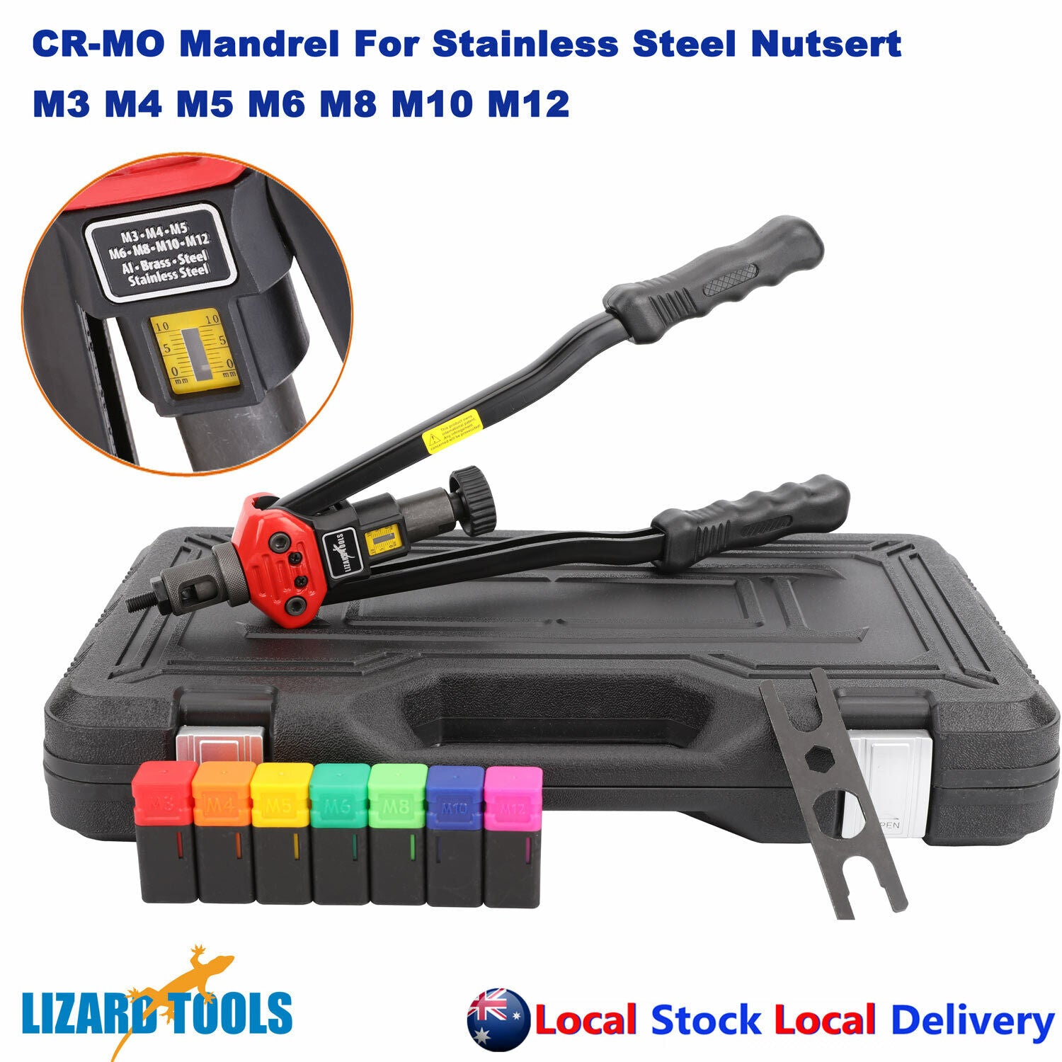 Nutsert Tool Kit Rivnut Rivet Nut Gun Mandrels M3 to M12 – H&B Warehouse