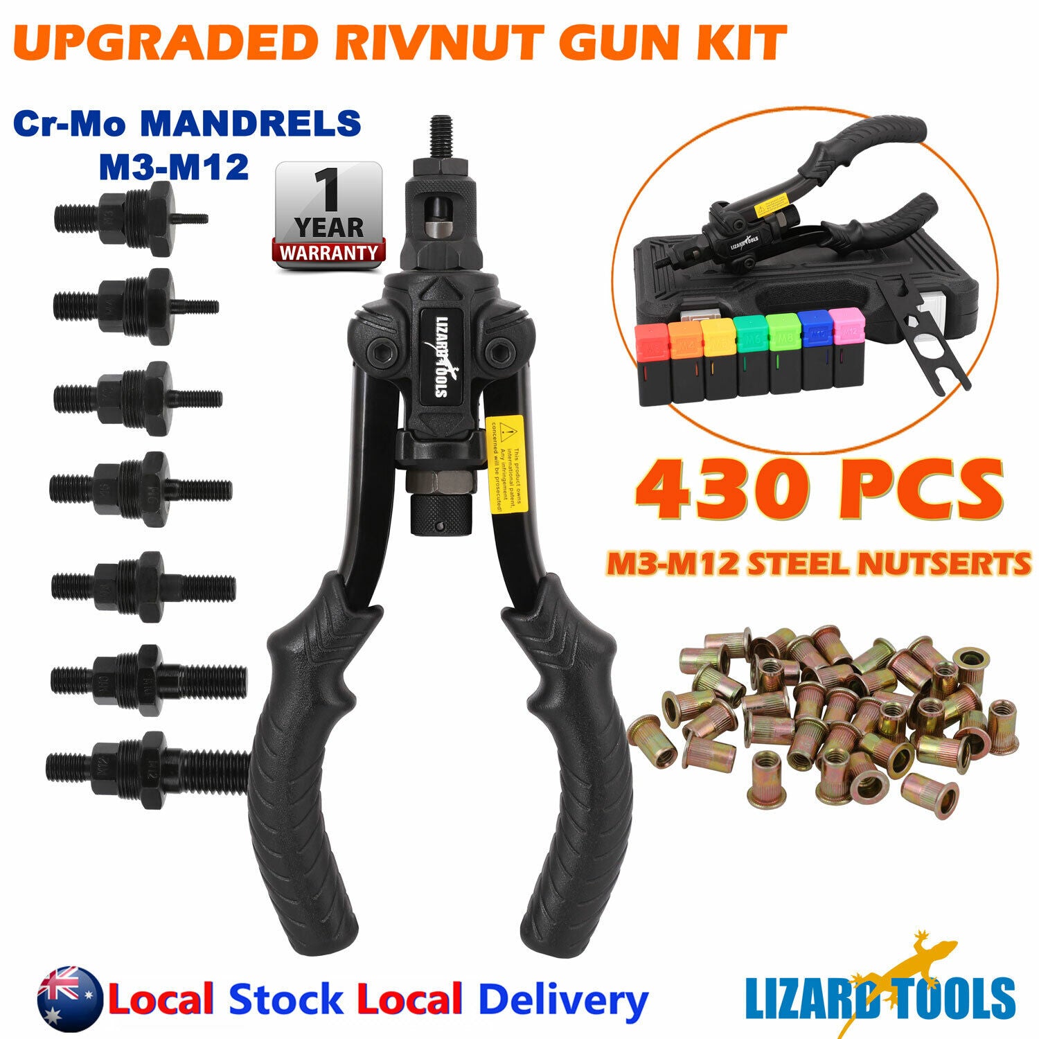 430Pcs Upgraded Heavy Duty Rivet Nut Rivnut Tool Kit Nutsert Gun – H&B Warehouse